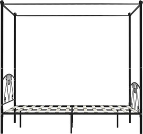 Rám postele s nebesy černý kovový 140 x 200 cm 284436