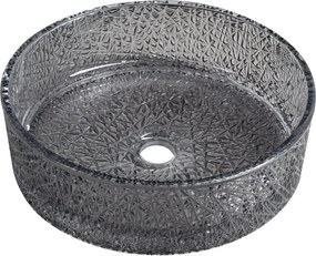 Sapho Sapho, ERSEL gravírované skleněné umyvadlo na desku průměr 39,5cm, černá, TY323B