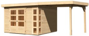 Dřevěný zahradní domek KERKO 6 s přístavkem 240 Lanitplast Přírodní dřevo