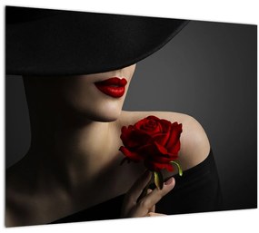 Obraz - Žena s růží (70x50 cm)