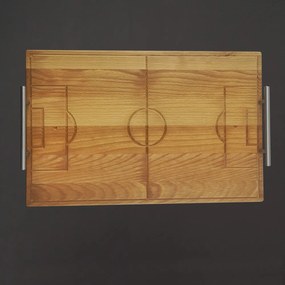 AMADEA Dřevěný podnos s nerezovými úchyty ve tvaru fotbalového hřiště, délka 46 cm, český výrobek