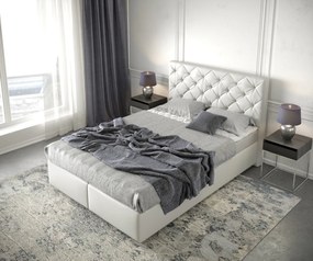 DELIFE Boxspring postel Dream-Great 140x200 cm koženka bílá s matrací a topperem