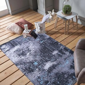 Vícebarevný koberec se stříbrno-modrým motivem Šířka: 80 cm | Délka: 300 cm