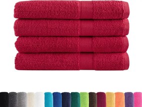 Premium ručníky SOLUND 4 ks červené 80 x 200 cm 600 g/m² 137411