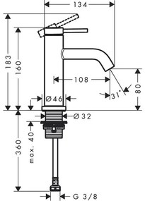 Hansgrohe Tecturis S Umyvadlový ventil pro studenou vodu, chrom 73313000