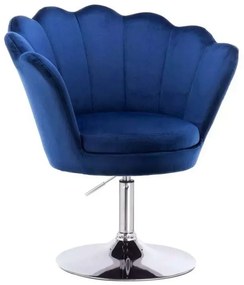 LuxuryForm DESIGN Křeslo FREY VELUR na stříbrném talíři - modré