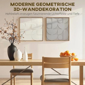 HOMCOM Dekorace stěn 3D sada 2 geometrických nástěnných dekorací Moderní nástěnná dekorace obývacího pokoje, chodby, 80 x 3,5 x 80 cm, bílá