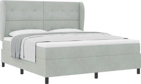 Postel s boxspringem s čelo Světle šedá 200 x 180 cm samet 3340940