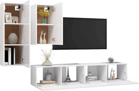4dílný set TV skříněk bílý kompozitní dřevo 3078732