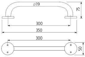 Koupelnové madlo 30 cm x 19 mm do koupelny, sprchy, pro seniory NIMCO Madla BM 3035-18