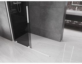 Mexen Velar, sprchová zástěna s posuvnými dveřmi Walk-in 130 x 200 cm, 8mm šedé sklo, bílá matná, 871-130-000-43-20