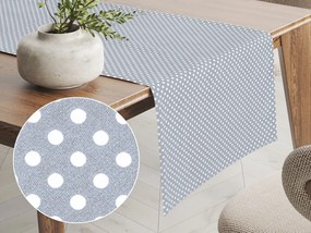 Biante Bavlněný běhoun na stůl Sandra SA-342 Bílé puntíky na šedém 20x160 cm