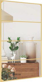 Nástěnné zrcadlo HOMCOM ve stylu okenní mřížky, zlatý kovový rám, obdélné — vodorovné i svislé, 109 × 69 cm | Aosom