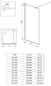 Deante Shower wall / walk-in, Kerria Plus systém, 60 cm