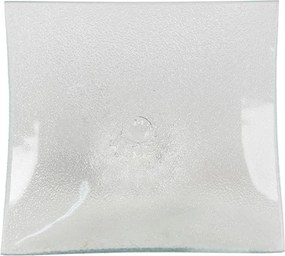 Transparentní skleněný servírovací podnos/ mísa na noze - 19*19*7 cm
