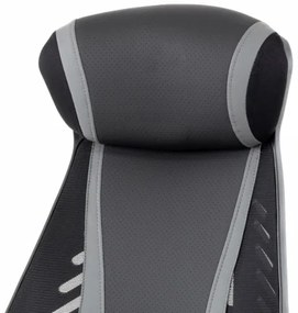 Herní křeslo šedé černé ekokůže MESH PCA mech KA-Y213 GREY