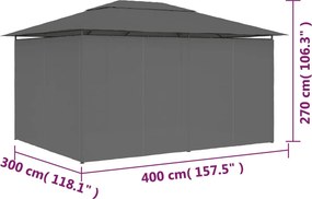 Zahradní altán 3x4m se závěsy antracit