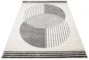 Moderní kusový koberec GRACE 5351B Geometrický krémový černý Rozměr: 80x150 cm