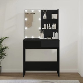 Toaletní Stolek S Led Černý 74,5 X 40 X 141 Cm - Kouřový dub