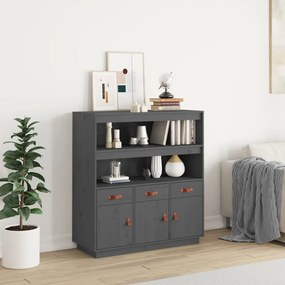 Skříň highboard šedá 100x40x108,5 cm masivní borové dřevo