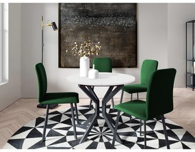 Rozkládací stůl Kirtore M 90 se 4 židlemi Lekoz, Barva dřeva: šedý mramor + černá, Potah: Amor Velvet 4322