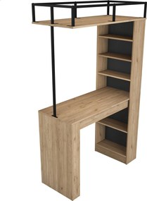 Jídelní stůl s úložným regálem VALTORI, ořech/černá