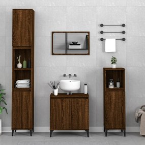 vidaXL 3dílný set koupelnového nábytku kompozitní dřevo [3185595] Barva: hnědý dub