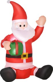 Aosom Santa Claus Vánoční dekorace, 1,2 m, samofukovací, LED, včetně ventilátoru, červená + bílá
