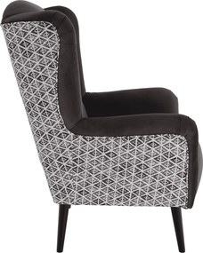 designové křeslo, ušák, Velvet látka hnědá / vzor Terra, Tempo Kondela BELEK