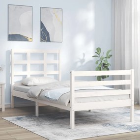 vidaXL Rám postele s čelem 90 x 200 cm masivní dřevo [3193974] Barva: Bílá