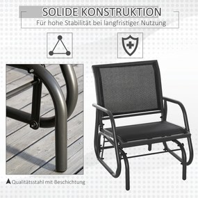Houpací křeslo Zahradní křeslo z kovu Houpací křeslo s područkami Opěrka zad Zahradní houpačka s nosností do 120 kg Venkovní relaxační křeslo na balk…