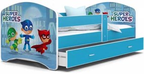 Pohádková postel LUCKY 140x80 Modrá SUPER HEROES 54L
