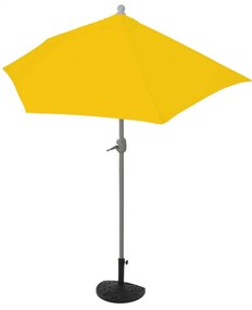 Slunečník půlkruh Parla - polyester/hliník - 270cm žlutý se stojanem