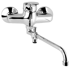 Mereo, Nástěnná baterie do byt. jádra, Sonáta, 100 mm, s trubkovým ramínkem 330 mm, bez příslušentví, chrom CB602A03N