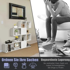 Costway Dřevěná dělicí příčka na knihy ve stylu moderního 5 patrového žebříku