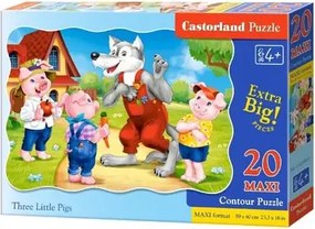 Castorland 02399 Puzzle Tři malá prasátka MAXI / 20 dílků / od 4 let
