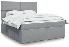 Box spring postel s matrací světle šedá 200 x 200 cm textil 3293680