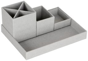 LENA - čtyřdílný šedý stolní organizér ze 100% recyklovatelného papíru