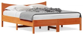 vidaXL Rám postele s čelem voskově hnědý 150 x 200 cm masivní borovice
