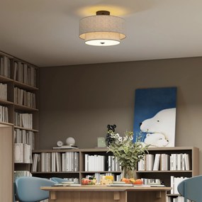 HOMCOM Stropní lampa, závěsná lampa s dvojitým stínidlem v lněném vzhledu, taupe