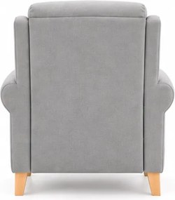 křeslo relaxační, odpočinkové, ušák, dřevo/textil, 101x95x75 cm, přírodní/světle šedá, Dekorino VILAR