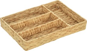HOMCOM Obdélníkový Úložný Koš, Woven Storage Basket z Vodního Hyacintu s 4 Odděleními, Úložný Koš pro Kuchyni, Koupelnu, Ložnici, Přírodní