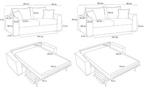 Modrá manšestrová rozkládací pohovka 225 cm Augustin – Bobochic Paris