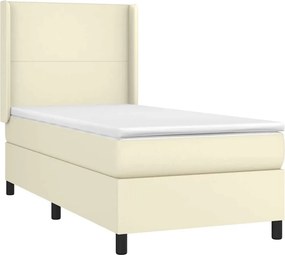 Box spring postel s matrací krémová 80 x 200 cm umělá kůže 3132347