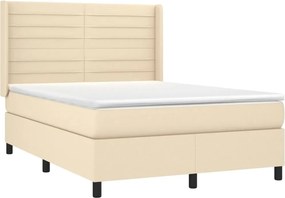 Box spring postel s matrací a LED krémová 140x190 cm textil 3138394