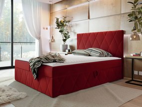 Moderní boxspring postel Silena 160x200cm, červená Magic Velvet