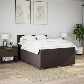 Box spring postel s matrací tmavě hnědá 140x190 cm textil 3285879