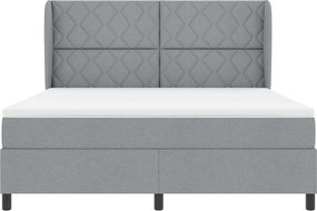 Postel s boxspringem s čelo Světle šedá 180 x 200 cm textil 3340641