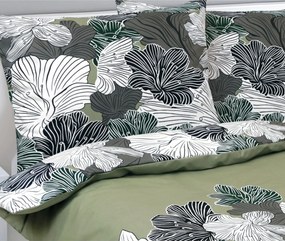 Bavlněné povlečení Zelená,Bílá 90/608 - 140x200 cm, 70x90 cm