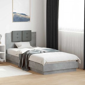 Rám postele s čelem betonově šedý 90 x 200 cm kompozitní dřevo 3209943